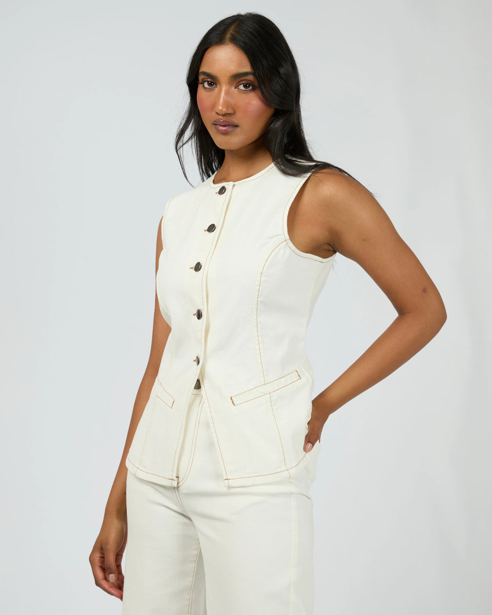 ALL ABOUT EVE Lena Denim Vest - White – FEMALE