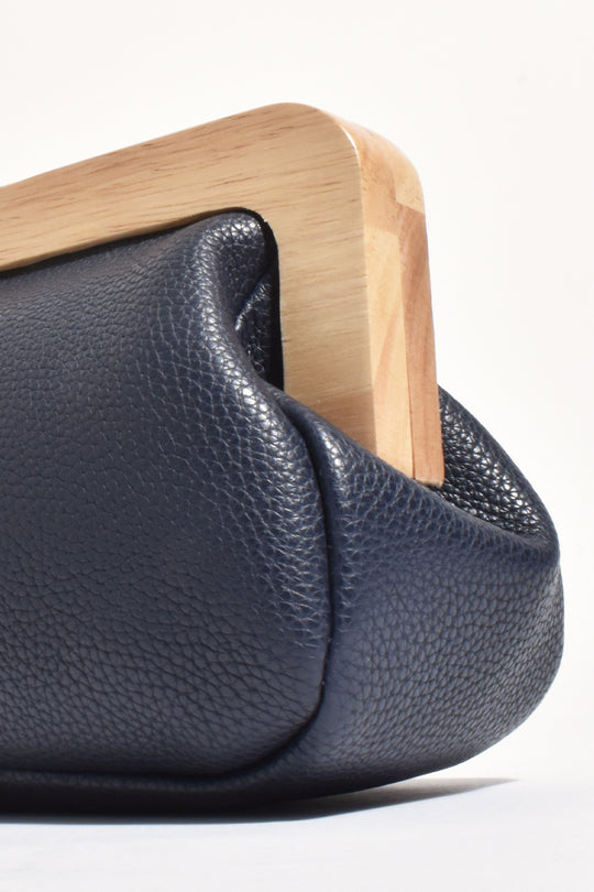 Kimmi Timber Frame Clutch - Navy – FEMALE